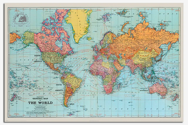 RETRO GENERAL MAP Of The World Poster New - Maxi Size 36 x 24 Inch ...