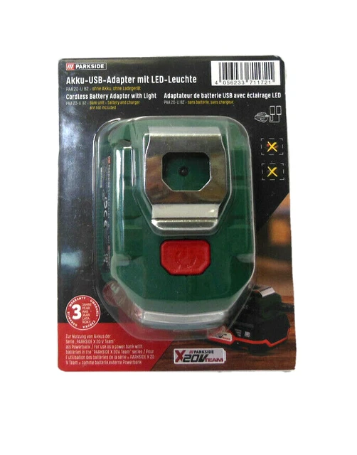 PARKSIDE BATTERY USB Adapter with LED Light USB Adapter with 2 USB A ...