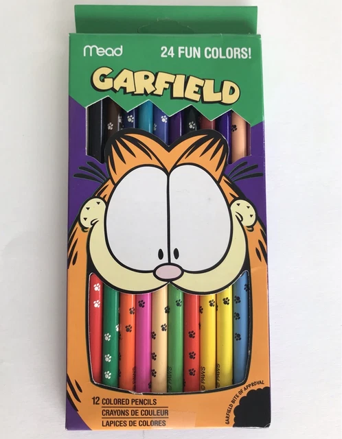 VINTAGE GARFIELD COLORED Pencils Double Sided 12 Pencils 24 Colors ...