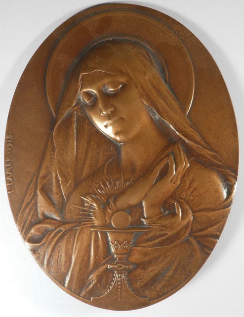 RELIGION THE VIRGIN MARY - HOLY COMMUNION cast bronze 131mm x 166mm by ...