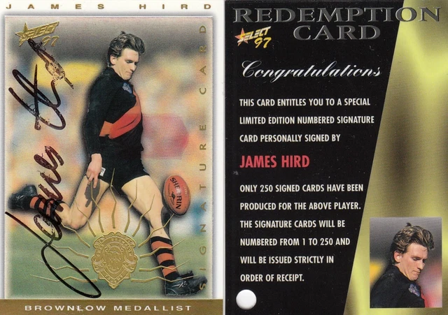 1997 SELECT AFL Ultimate Series Signature Redemption Card SC2 James ...