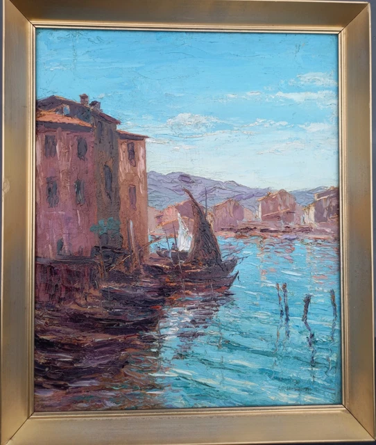 ANCIEN TABLEAU HUILE sur toile signé illisible, marine les Martigues EUR 169,00 - PicClick FR
