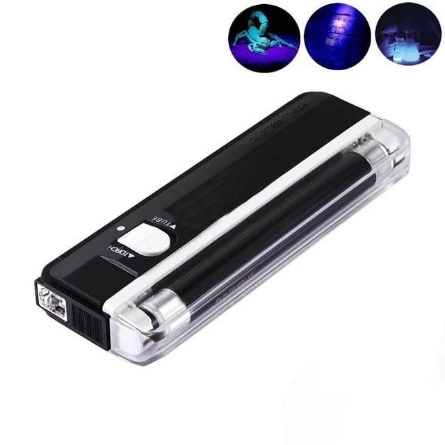 LIGHT BLACKLIGHT 2IN1 Battery Ultraviolet Lamp Money Detector UV ...