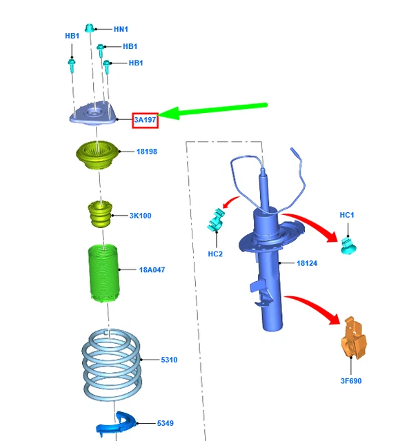 FORD FOCUS MK3 C346 Front Strut Suspension Top Mount 2033575 NEW ...