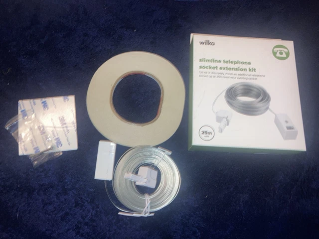 - WILKO- SLIMELINE Telephone Socket Extension Kit- 25M Cable. Brand New ...
