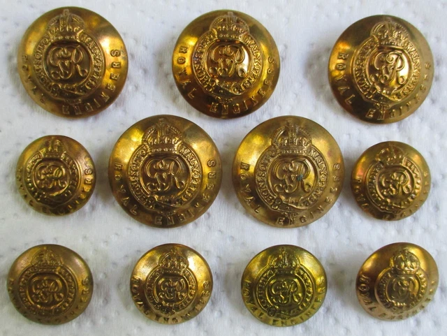 SET OF 11X WW1 British Army:"ROYAL ENGINEERS BRASS BUTTONS" (24mm-17mm ...