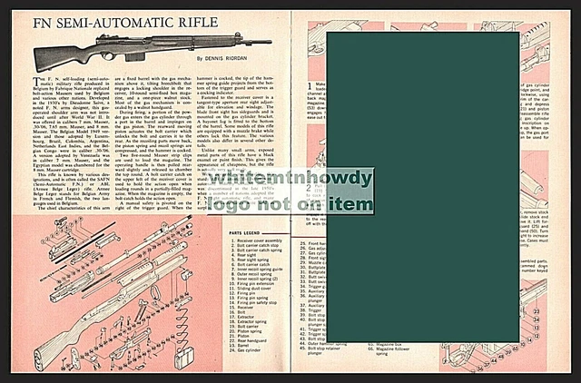 1970 FN SEMI-AUTOMATIC Rifle Schematic Parts List Disassembly Assembly ...