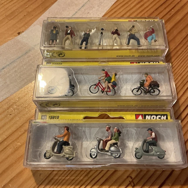 NOCH HO SCALE Model Rail Figures.Bicycles Film Crew Scooters. £31.78 ...