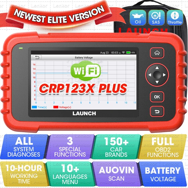 2024 LAUNCH X431 CRP123X Plus OBD2 Dispositivo Diagnostico Veicolo Tutti Sistemi + 3 Funzioni ...