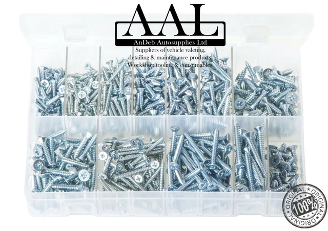 ASSORTED BOX OF Counter Sunk Self Tapper Screws Pozi 550pc No6, No8 ...