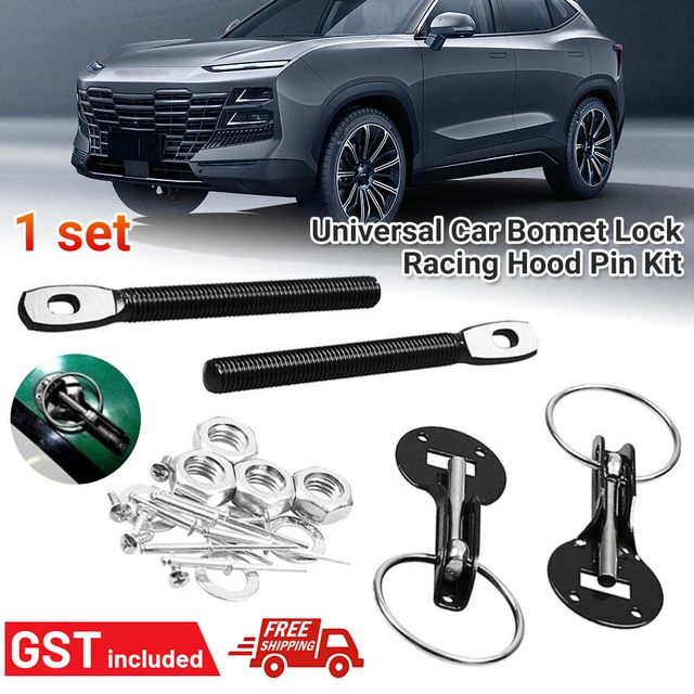 UNIVERSAL CAR BONNET Lock Racing Hood Pin Kit Bonnet Pin Lock Locking ...