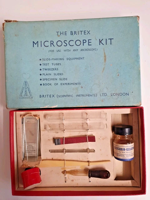 VINTAGE BRITEX MICROSCOPE KIT Inc 10 NBS Microslides SLIDE etc £5.42 ...