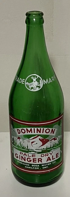 DOMINION SODA WATER Co. 30oz Pale Dry Ginger Ale Soda Pop Bottle ...