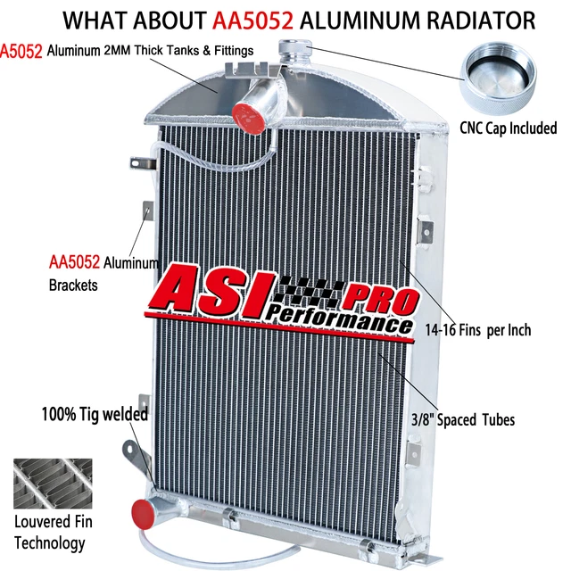 3-ROW ALUMINUM RADIATOR For 1930 1931 Ford Model AA Double A Heavy Duty ...