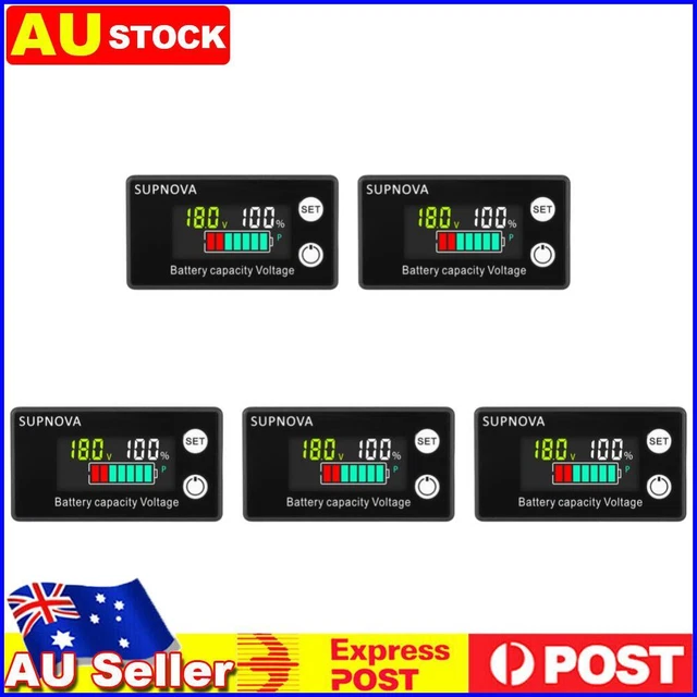 BATTERY CAPACITY INDICATOR DC 8-100V Digital Voltage Gauge (Alarm Temp ...