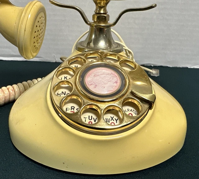 VINTAGE PRINCESS PILLOW Talk Rotary Phone Victorian Cameo Custard Color ...