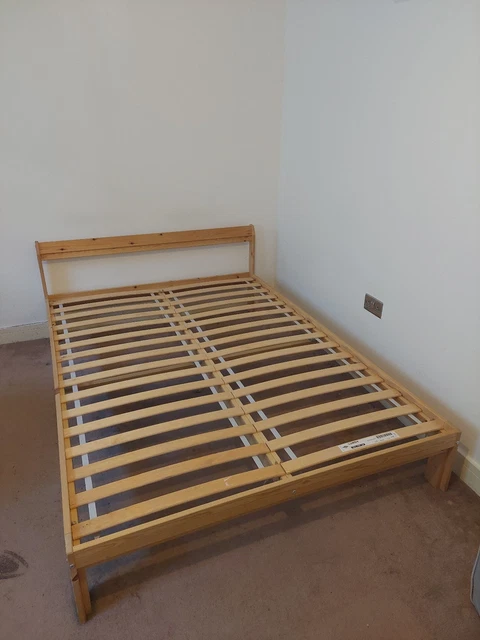 FREE IKEA NEIDEN double bed frame pine + Ikea Hafslo mattress £1.13 ...