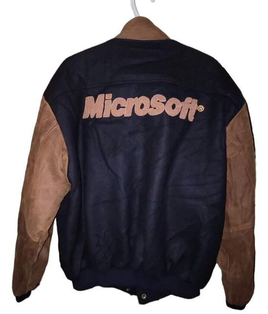 VINTAGE MICROSOFT MENS Large Spell Out Varsity Jacket Rare XL $85.00 ...
