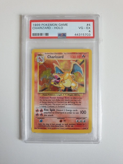 ORIGINAL 1999 SHINY/ Holo Charizard VG-EX PSA 4 Pokemon Card Base Set ...
