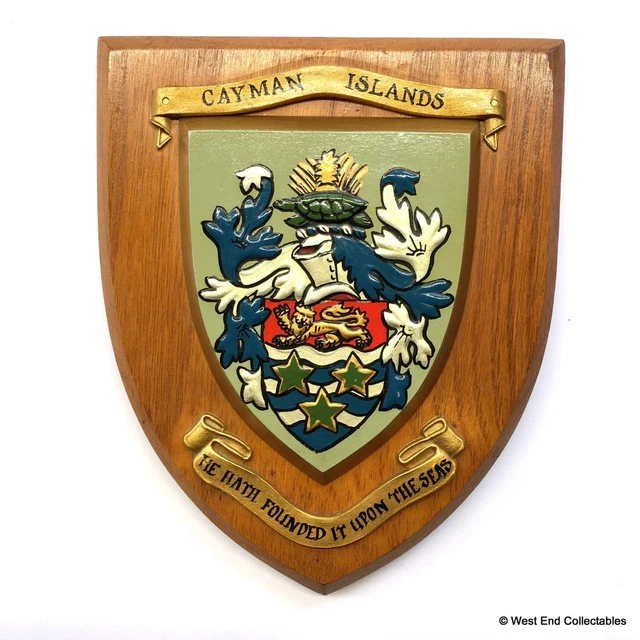 OLD CAYMAN ISLANDS Carribean Coat of Arms Heraldic Plaque Shield Crest ...