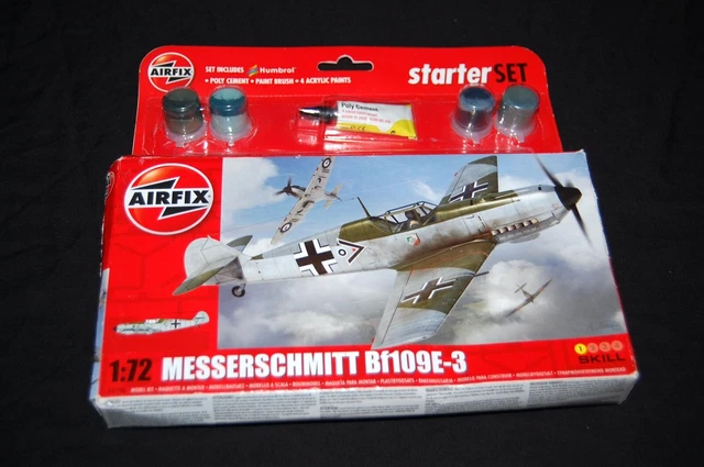 AIRFIX 1/72 SCALE Messerschmitt Bf 109 E-3 Model Kit Starter Set £0.99 - PicClick UK