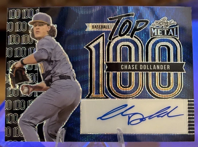 CHASE DOLLANDER AUTOGRAPH 2023 Leaf TOP 100 8/8 Refracteur Carte ROOKIE ...