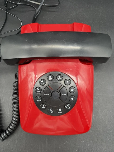 MAJESTIC TELEPHONE RED Push Button W/ Black Receiver Landline MOD ...