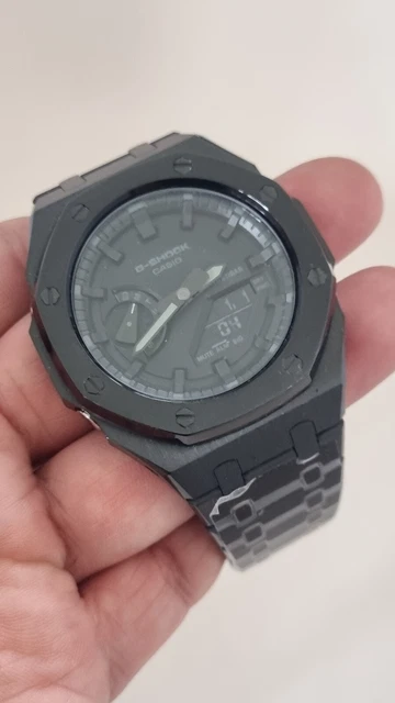 G SHOCK GA-2100-1A1DR CasiOak RO mod with bracelet and rubber band $300 ...