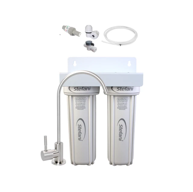 UNDERSINK WATER FILTER System Stefani inc Filters + Tap + Fittings Dual ...