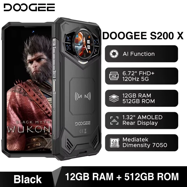 DOOGEE S200 X 5G Rugged Phone 12GB 512GB IP68 Smartphone 6.72” 10100mA ...