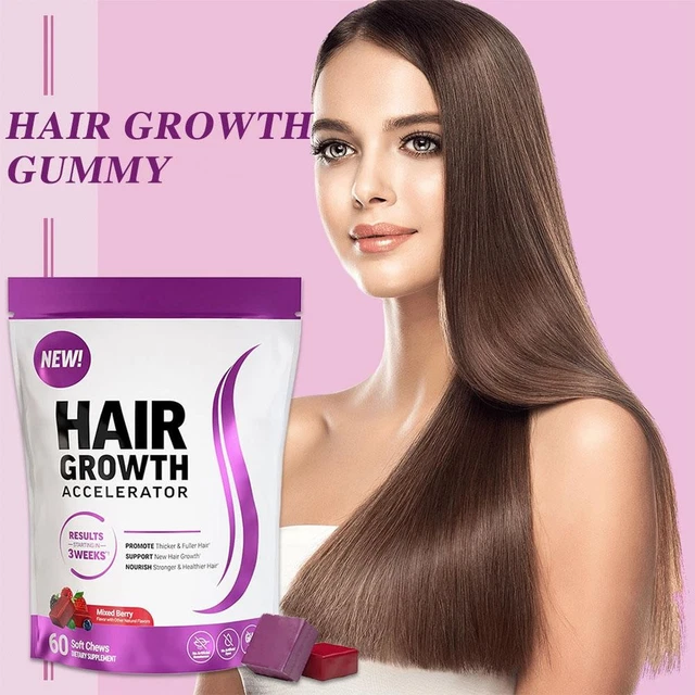 FORCE FACTOR HAIR Growth Accelerator Soft Chews,Hair Growth V itamins ...