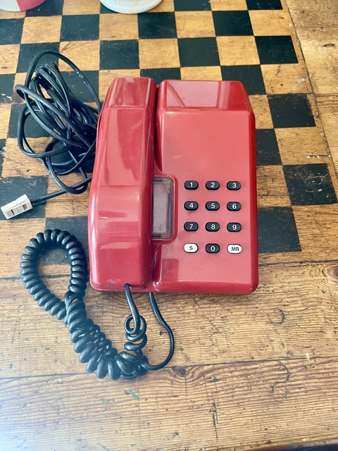 VINTAGE BT BRITISH Telecom Viscount Telephone Red Retro Button Push 80s ...