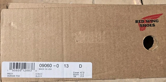 RED WING 9060 Beckman Boot Flat Box Width D Black Men Size 13 High Top ...