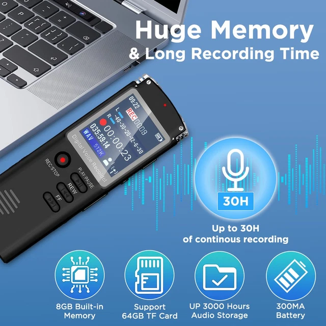 MINI DIGITAL VOICE Recorder Small Dictaphone Audio Player Lecture MP3 ...