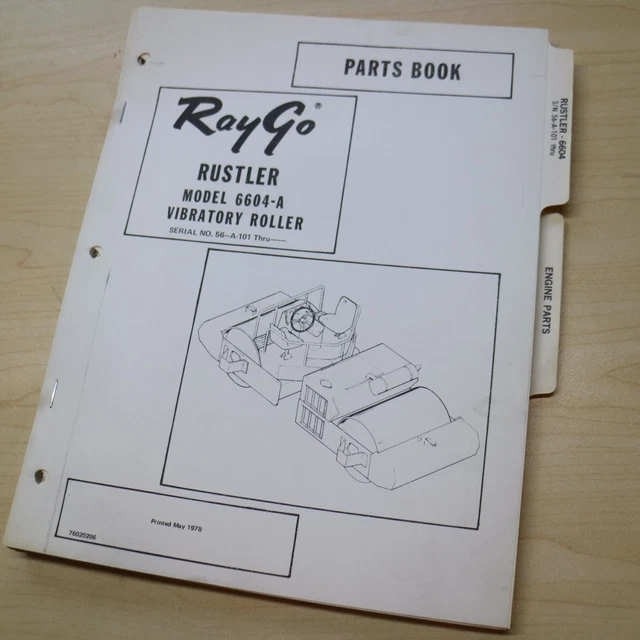 RAYGO RUSTLER 6604-A Roller Compactor Spare Parts Book Manual Engine ...