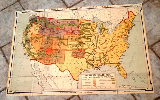 DENOYER-GEPPERT SOCIAL SCIENCE Map A18 Western Statehood and Land ...