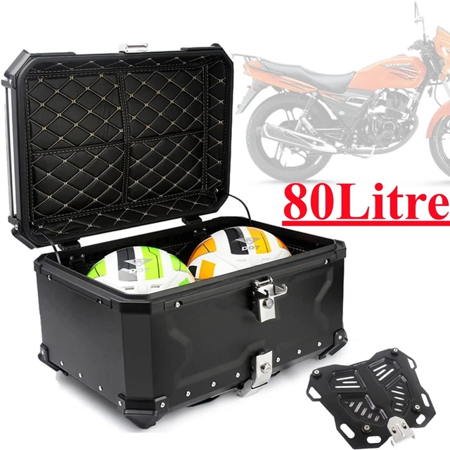 80L MOTORCYCLE TOP Box Aluminum Alloy Helmet Luggage Storage Motorbike ...