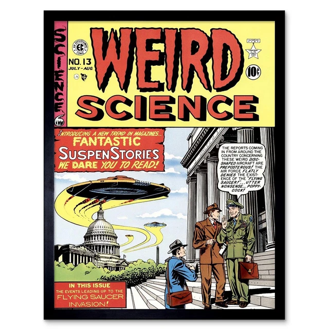MAGAZINE COVER WEIRD Science Spaceship Sci Fi Soldier 12X16 Inch Framed ...