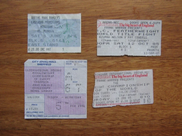 1980'S BOXING CHAMPIONSHIP TICKET STUBS: McGUIGAN, COWDELL, GRAHAM ...