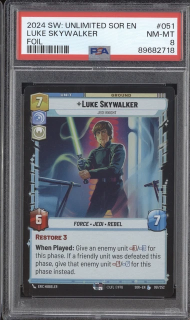LUKE SKYWALKER 2024 Star Wars Unlimited 051/252 Foil PSA 8 $99.00 ...