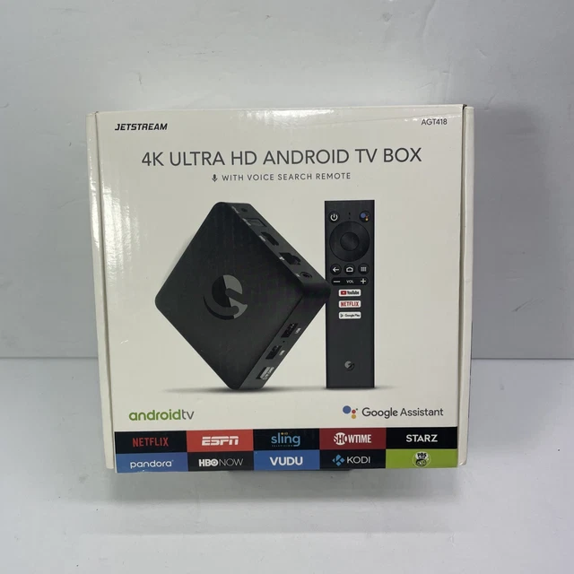 JETSTREAM 4K ULTRA HD Android TV Box w/ Voice Search Remote Streaming ...