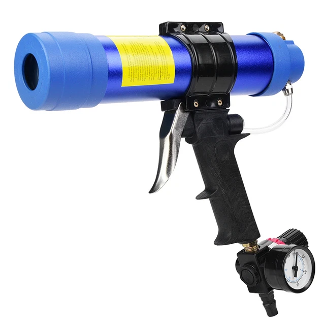 ADJUSTABLE PNEUMATIC CAULKING Gun Set 310ML Air Rubber Guns Blue Glass ...