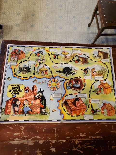 VINTAGE RARE 1933 Walt Disney's Three Little Pigs & Big Bad Wolf GAME ...