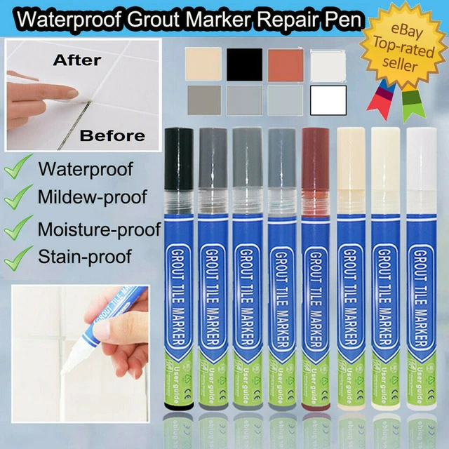 GROUT PEN REVIVES & Restores Bathroom Tile Grout Anti-Mould White Black ...