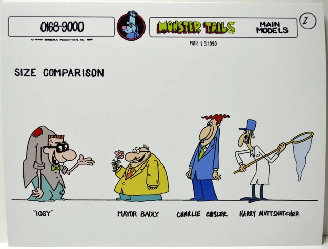 MONSTER TAILS MODEL SHEET PRINT - SIZE COMPARISON A Hanna Barbera £12. ...