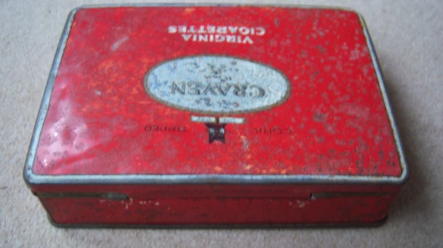 VINTAGE CRAVEN A Cigarette Tin ~ Virginia Cigarettes Cork Tipped £4.95 ...