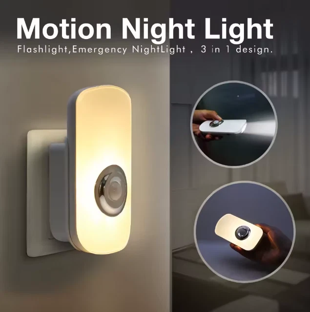 AURAGLOW PLUG IN PIR Motion Sensor LED Night Light Hallway & Emergency ...