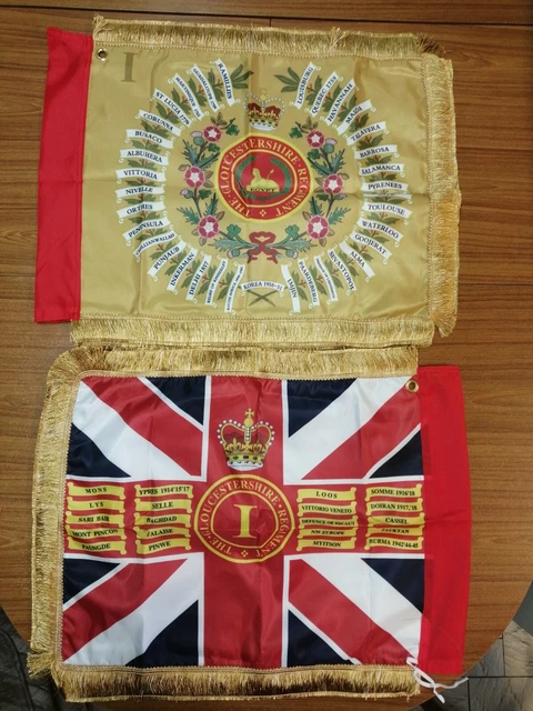 THE GLOUCESTERSHIRE REGIMENT 1st bn miniatureRegimental/Queen's colours ...
