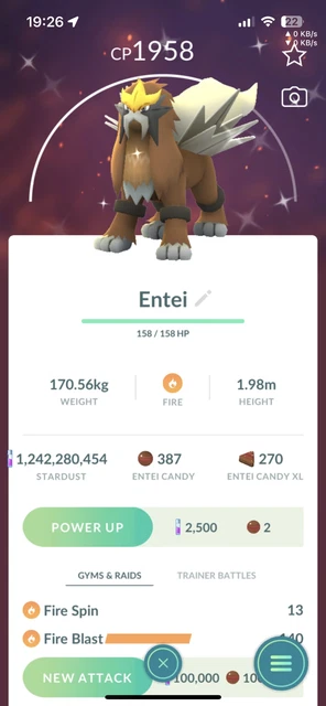 POKÈMON GO SHINY Entei Registered/Unregistered 30 day Trades £7.99 ...
