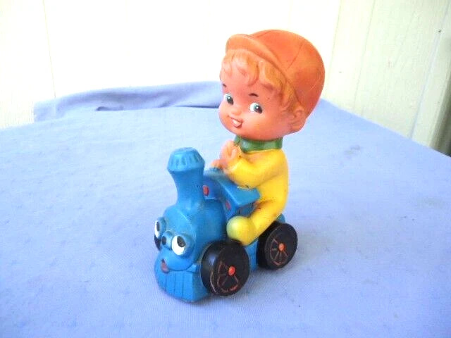 VINTAGE SOFT squeaky toy boy on train 1950-1960's $14.99 - PicClick AU